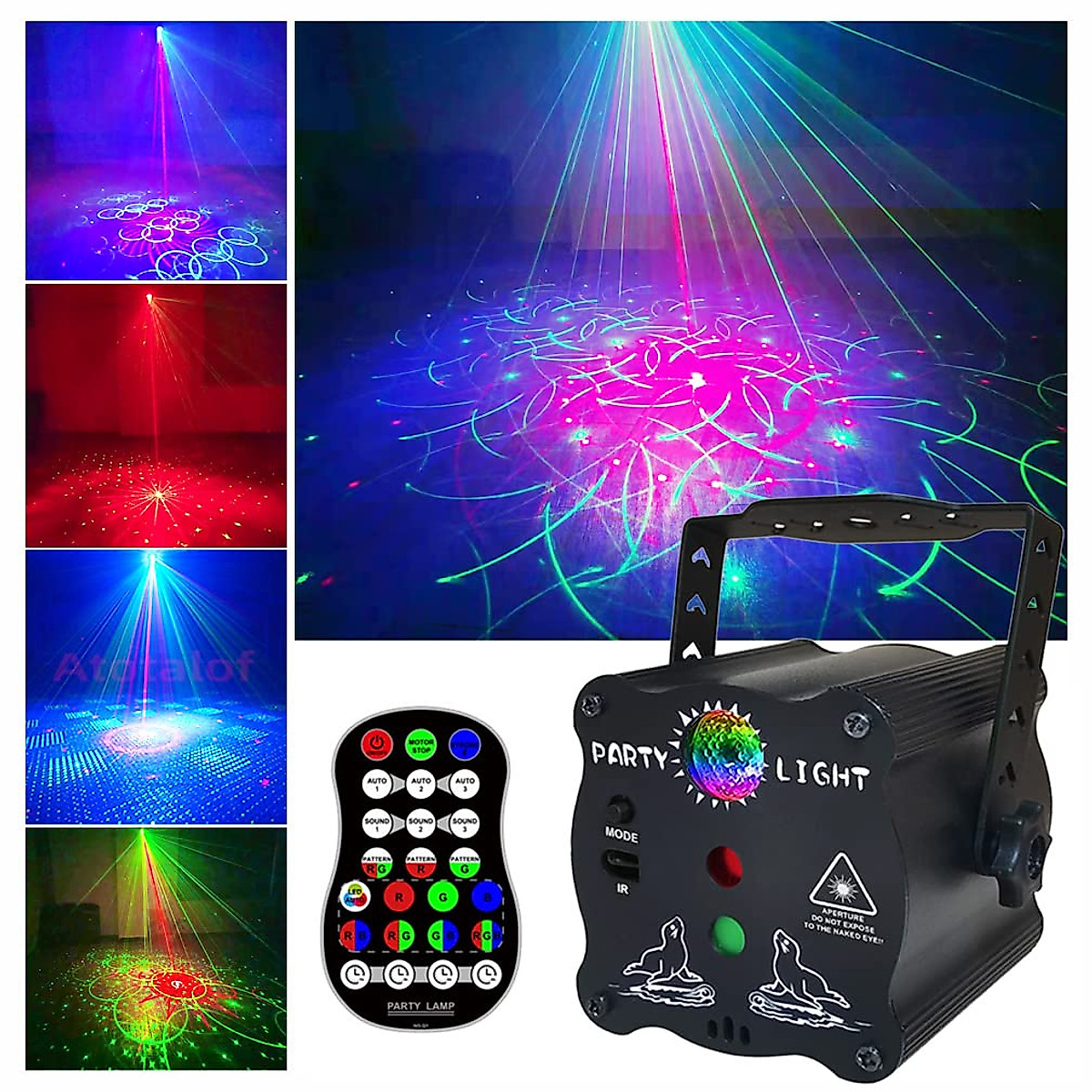 Laser Lights for Party - Laser Light Show Projector for Christmas Halloween, Disco Ball DJ Lights, Sound Activated Strobe Light Background Party Light Decor Glow Party Supplies