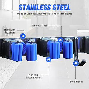 Broom Holder Mop Hanger Wall Mount, Broom Organizer Storage Tool Racks, Mop and Broom Holder, Wall Mounted Organizer with 6 Slots & 3 Hooks, Wall Mounted Garden Tool Rack Organizer for Home Garage