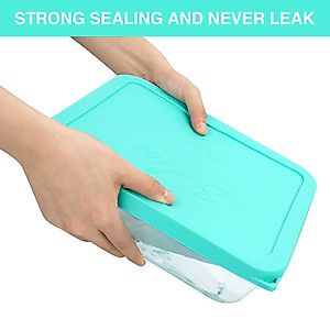Sophico 11 Cup Rectangle Silicone Storage Cover Lids Replacement for Pyrex 7212-PC Glass Bowls, Container not Included (MINT- 2PACK)