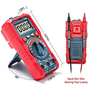 AstroAI Multimeter Tester, TRMS 4000 Counts Volt Meter Auto-Ranging Ohmmeter Digital 1.5v/9v/12v Battery Voltage Tester Measure Voltage Current Resistance Diodes Continuity Capacitance with NCV