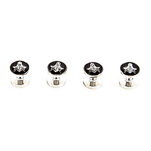 MRCUFF Freemason Masonic Mason Cufflinks and Studs Tuxedo Set in a Presentation Gift Box & Polishing Cloth
