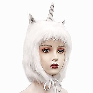 Lycaeus Novelty Unicorn Hat Half Face Mask Deluxe Novelty Christmas Costume Party Latex Animal Head Mask Christmas Hat