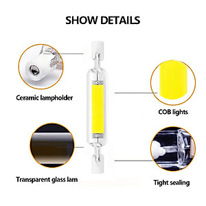 78mm R7S 5W LED Bulb 75W Halogen Equivalent 78mm J-Type 5W 120V R7S Base 6000K Cool White J Type T3 78mm Double Ended Flood Light Bulbs 360°Beam Angle Landscape Lights, Pack of 3