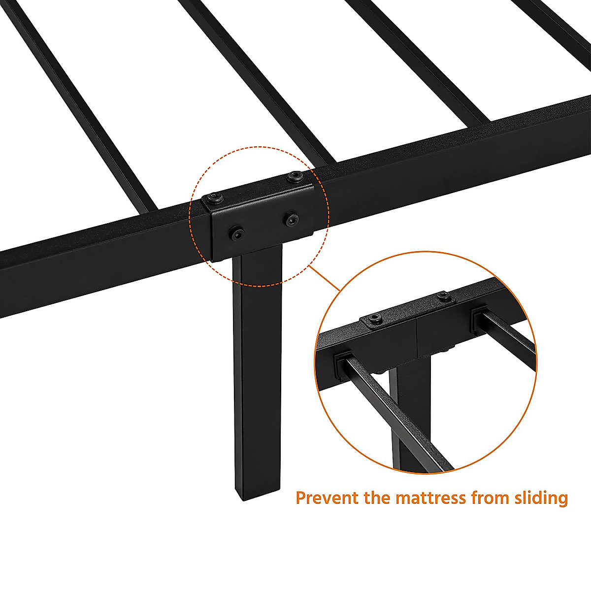 Yaheetech Metal Platform Bed Frame Twin with Wood Headboard and Iron Slats, Rustic Country Bed Base with Mattress Foundation/Strong Slats Support/12 Inch Underbed Storage/No Box Spring Needed, Brown