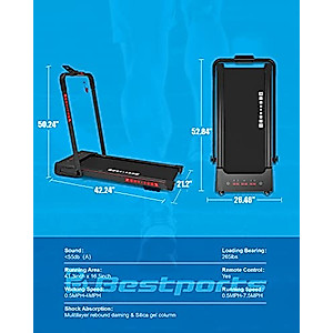 Walking Pad Treadmill Under Desk, 2 in 1 Folidable Treadmills Walking Machine, Portable Electric Treadmill, Desk Treadmill Compact Electric Running Jogging for Home Office with Remote Control, Black