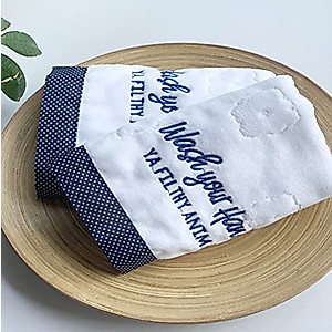 Luxury Hand Towels Set of 2 Super Soft 100Percent Cotton with Funny Decorative Embroidery Hand Towels for Bathroom or Powder Room Highly Absorbent Face Washcloth Towel 28.7 x13.7Inches White