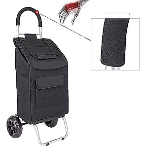 Stair climber Bigger Trolley, Trolley Black Foldable Shopping cart for Groceries with Wheels and Removable Bag and Rolling Personal Hand Truck Standard
