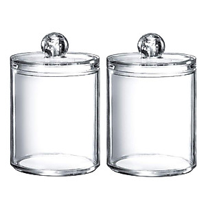 Kamay's 2PCS Transparent Dust-proof Cotton Ball Pad Swabs Make Up Pads Dispenser Holder Organizer Container with lid Multifunction Acrylic Cosmetic Makeup Organizer (SF-297-2)