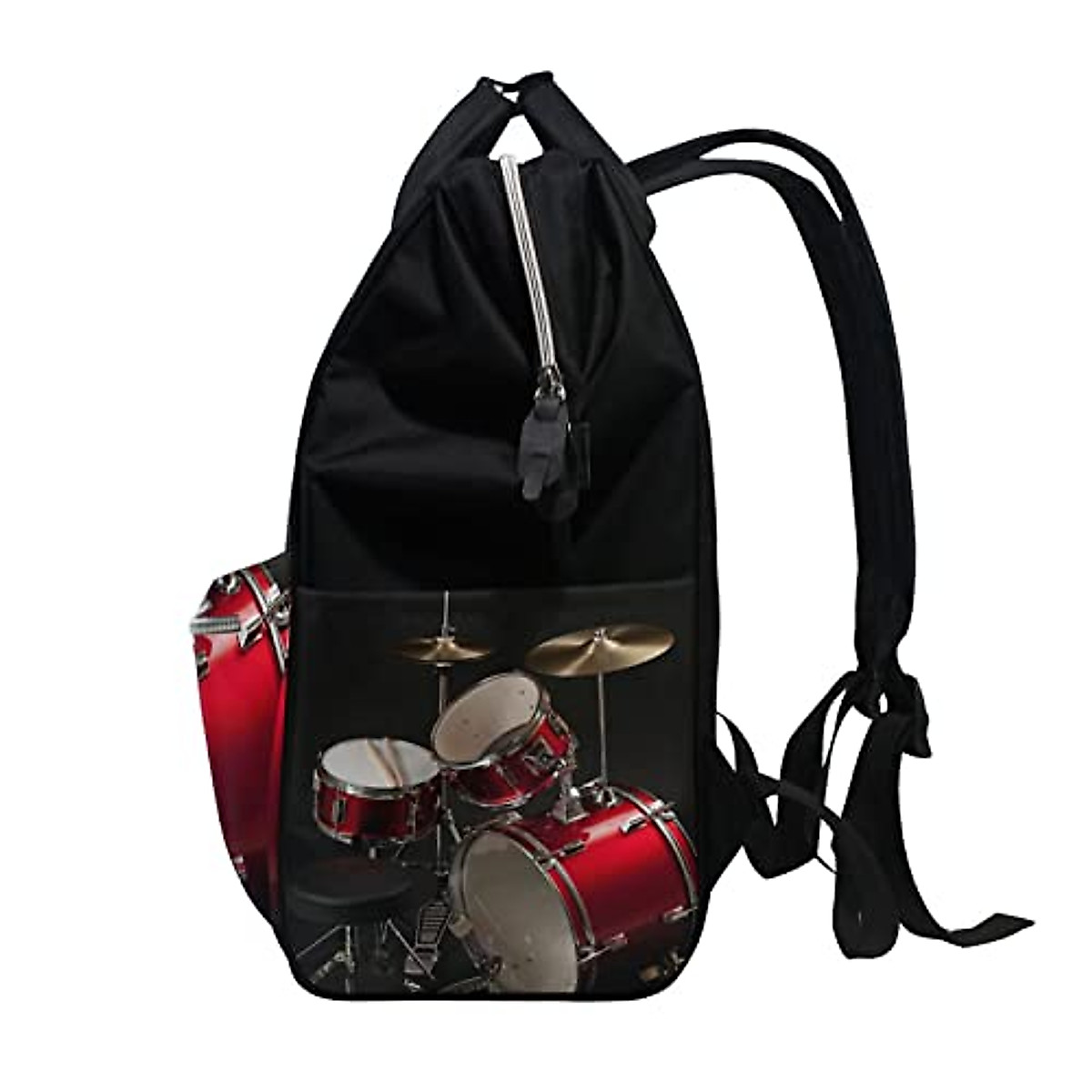 Junior Drum Kit Set in Dark Background Diaper Bag Large Multi-Function Waterproof Travel Bag, Durable Nappy Bag Zipper Casual School Backpack for Mom Dad