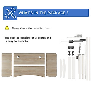 BUNOEM Height Adjustable Electric Standing Desk, 55x30 Height Stand Up Computer Desk,Sit and Stand Home Office Desk with Splice Board (Oak Top & White Frame)