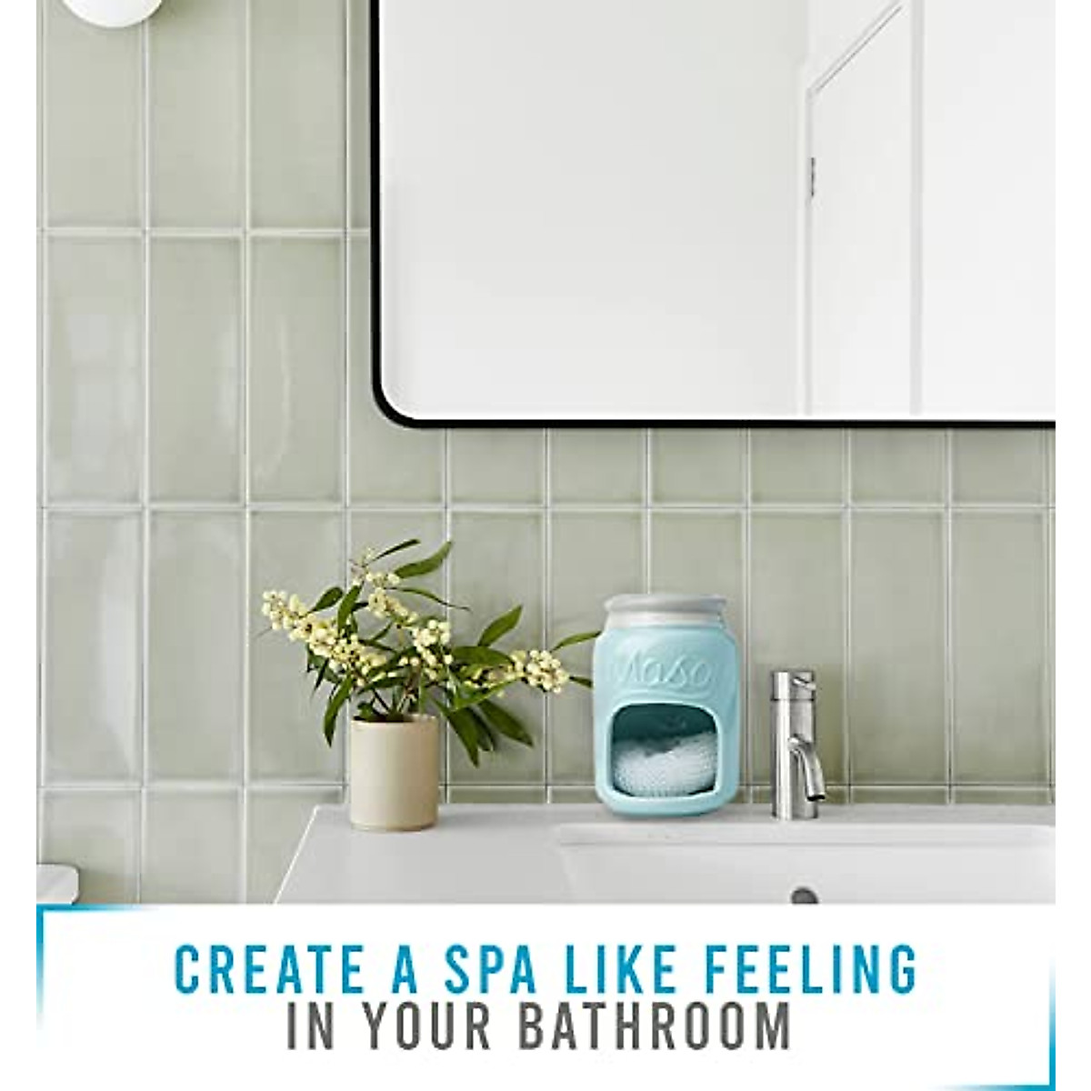 Ceramic Kitchen Sponge Holder Sink Caddy – Kitchen Décor And Accessories Farmhouse Style - Country Kitchen Sink Décor Rustic – Mason Jar Décor Sponge Holder – Scrubby Holder - Aqua Blue/Teal