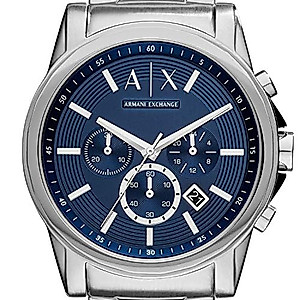 A｜X ARMANI EXCHANGE Men's Chronograph Silver-Tone Stainless Steel Bracelet Watch (Model: A|X2509)