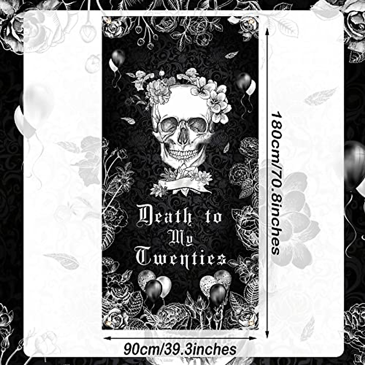 Death to My Twenties Decorations Rip to My 20s Door Cover 30th Birthday Party Backdrop Skull Door Banner for Death to My 20s Party Supplies Background Photo Props