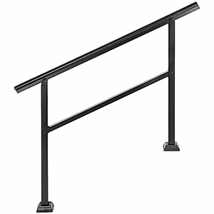 VEVOR Handrail for Outdoor Steps, 3-4 Steps Outdoor Handrail, Adjustable Aluminum Staircase Handrail, Thickened Stair Railings for Porch Railing, Deck Handrail