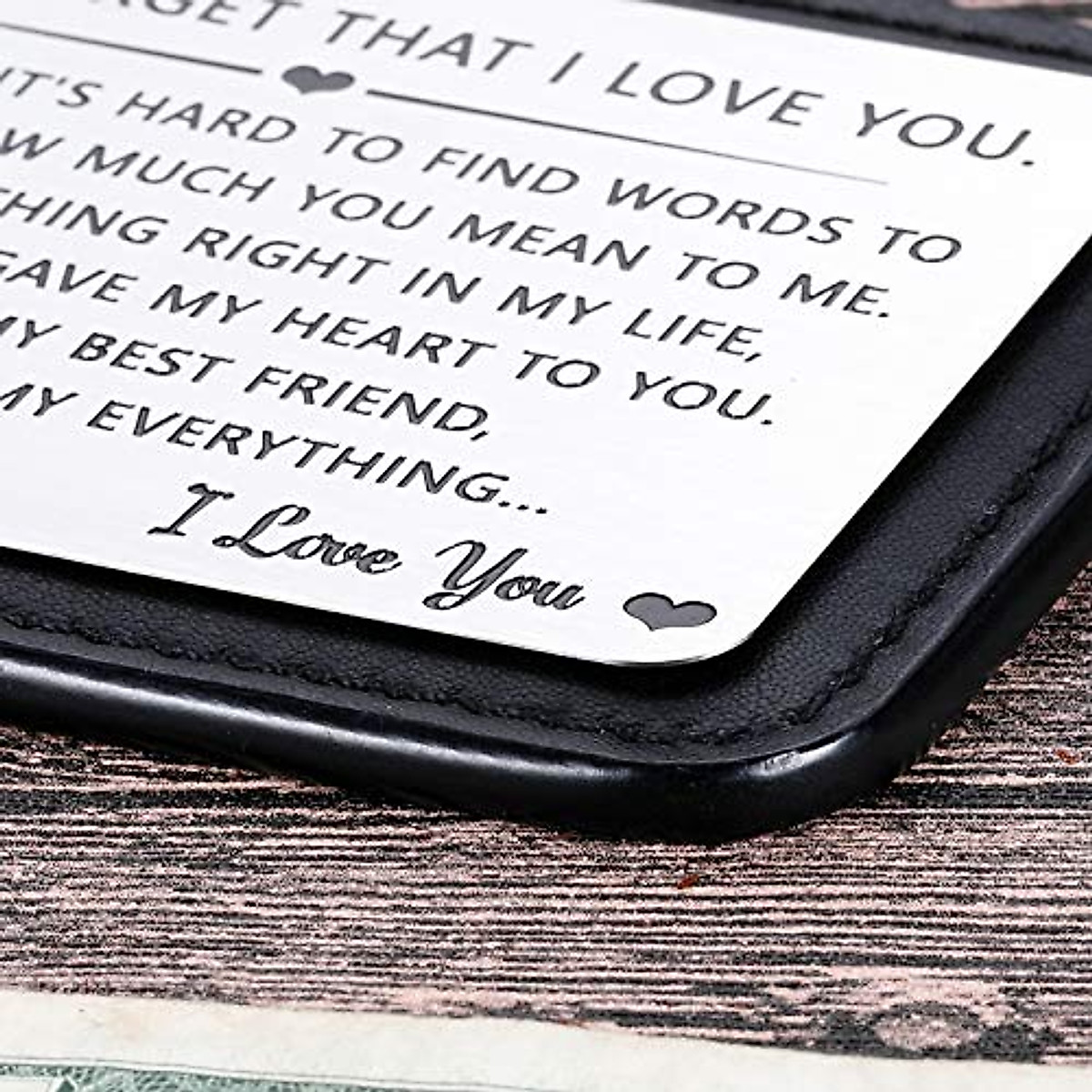 Husband Wife Wallet Card Insert Valentine Christmas Gifts for Him Her Men Husband Anniversary from Wife Girlfriend Stocking Suffers Birthday Gift I Love You Note Wedding Engagement Gifts Fiance Groom