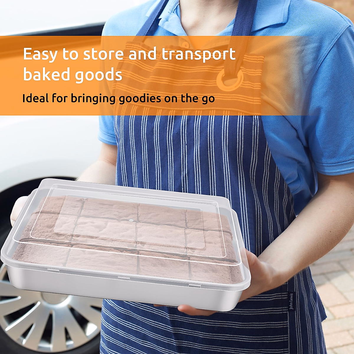 E-Far Rectangle Bakeware Lid, 2-Pack Plastic Food Storage Replacement Cover Set, Fits for E-far 12⅓ x 9¾ x 2 Inch Sheet Cake Baking Pan