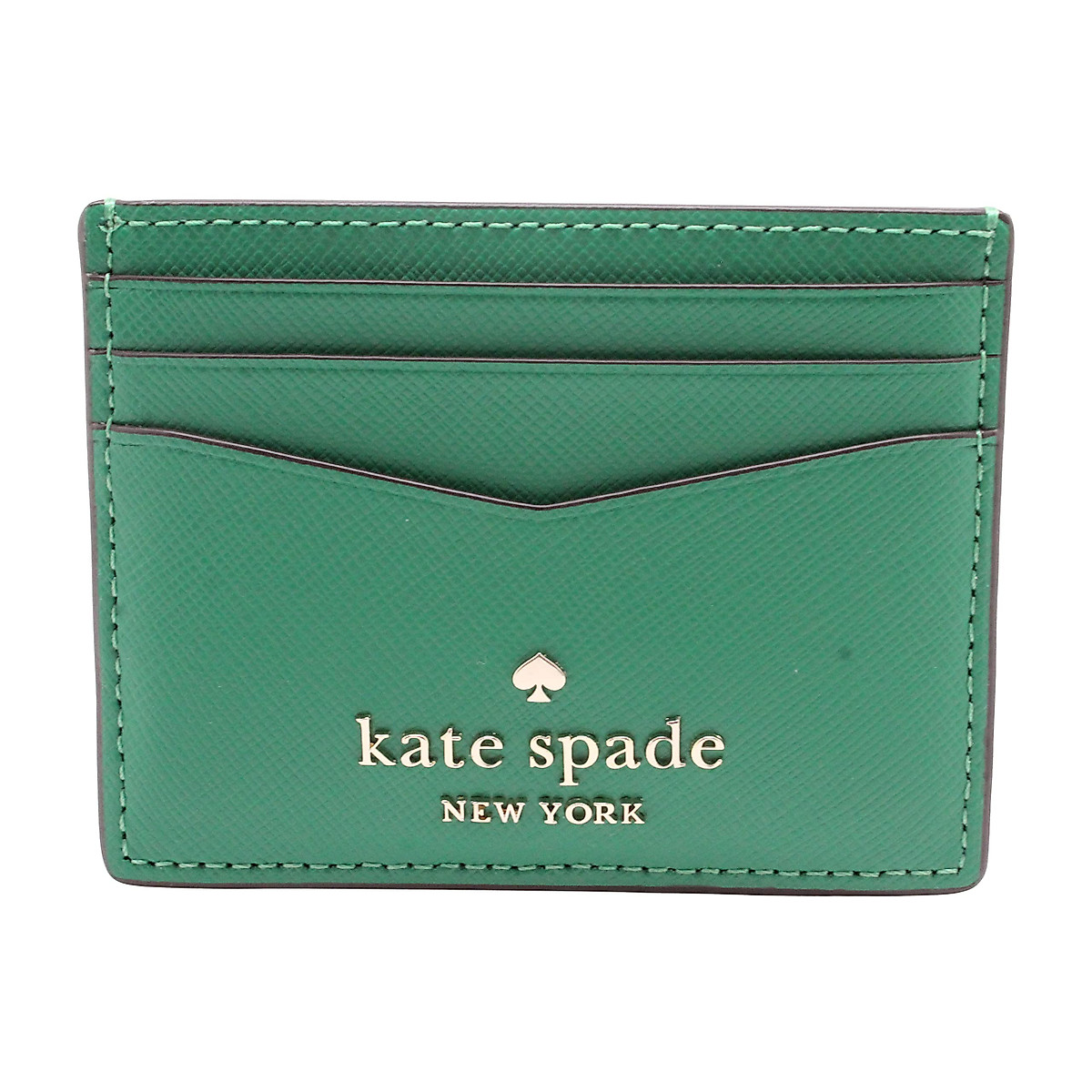 Kate Spade New York Staci Small Slim Card Holder In Gold, Green bean