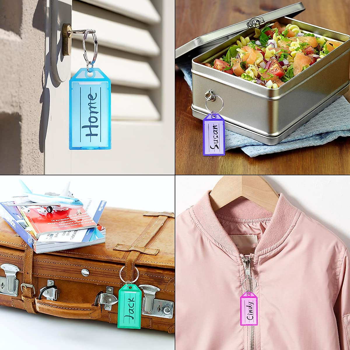 Cuttte 20 Pack Plastic Key Tags with Container, Key Labels with Ring and Label Window, 5 Colors