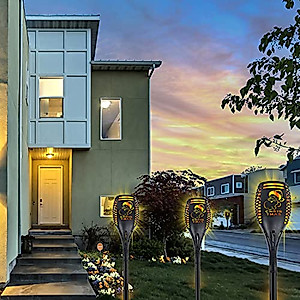 Solar Torch Light Outdoor Upgraded, 43" Flickering Flames Torch Light Solar Garden Lights Waterproof Landscape Lighting Dusk to Dawn Auto On/Off Security Light for Yard Patio Driveway, Christmas Party