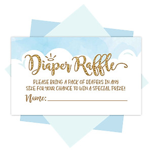 Hadley Designs 25 Blue Boy Heaven Sent Clouds Baby Shower Invitations, 25 Baby Shower Diaper Raffle Tickets For Baby Shower, Celestial Angel Fill or Write in Card, Diaper Raffle Cards, Baby Shower