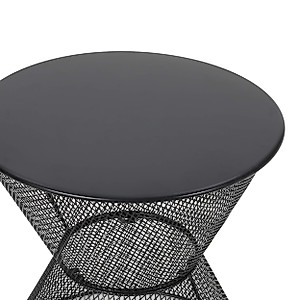 GDFStudio Modern Outdoor Iron Side Table, Matte Black