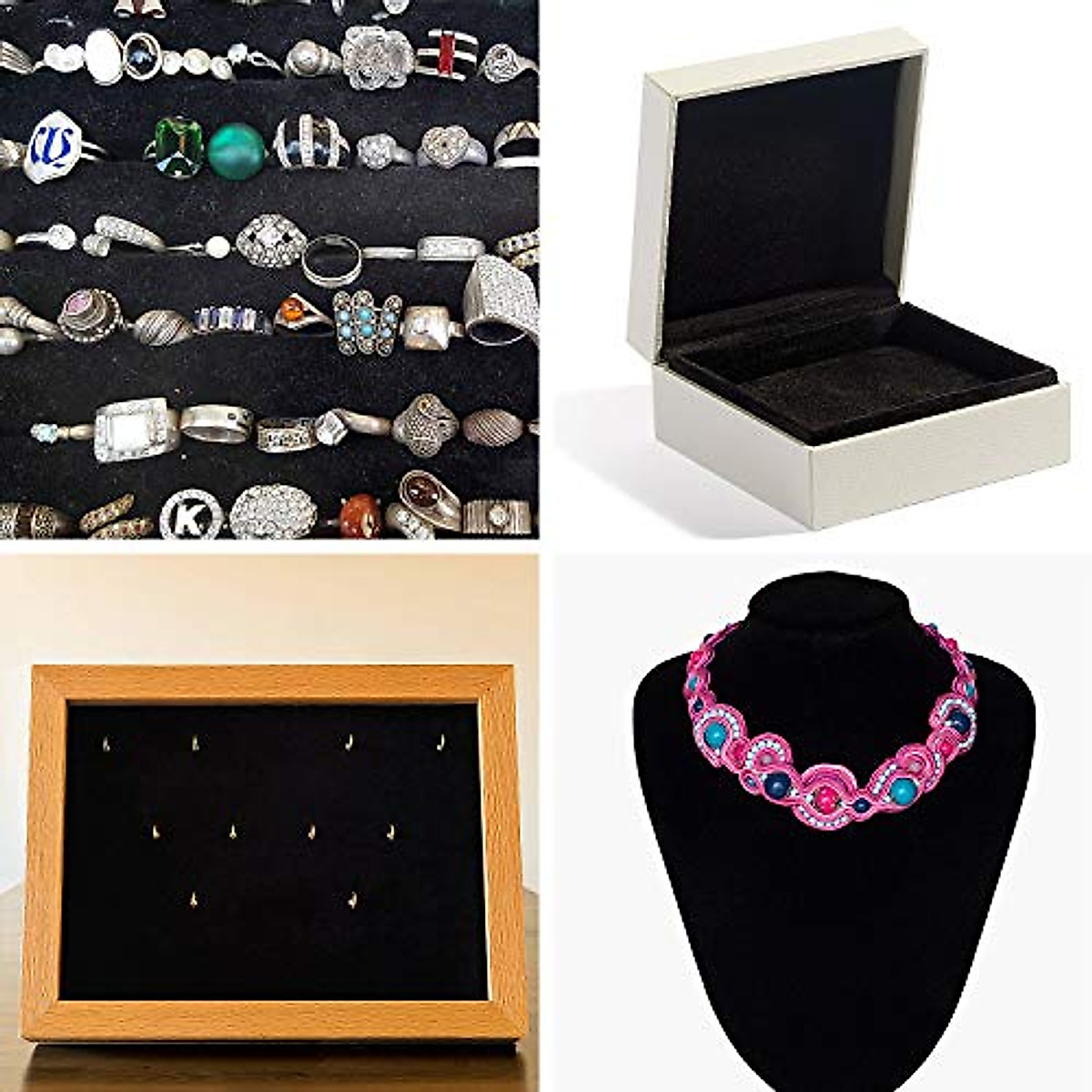 Thyores 15PCS Black Self Adhesive Felt Fabric, Soft Velvet Fabric for Jewelry Drawer Craft Fabric and Craft Making（8.3" x 11.8"）