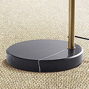 Archiology Floor Lamp - Arc Floor Lamp with Unique Hanging White Linen Drum Shade & Marble Base ,77’’ Height Modern Floor Lamp Perfect for Living Room Reading Bedroom Office