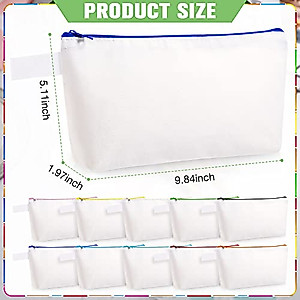 30 Pieces Makeup Bags in Bulk Canvas Pencil Bag Travel Cosmetic Bags Blank DIY Craft Bag Canvas Pen Case Pencil Pouch Makeup Pouch Canvas Zipper Pouch Bags for Girls Teens (9.84 x 5.11 x 1.96 Inches)