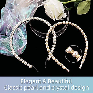 Yxiang Queen Rhinestone Headband for Women Faux Pearl Girls Crown Tiara Elegant Butterfly Flower Hair Hoop 4 Pack Crowns and Tiaras for Bridal Wedding Prom Birthday