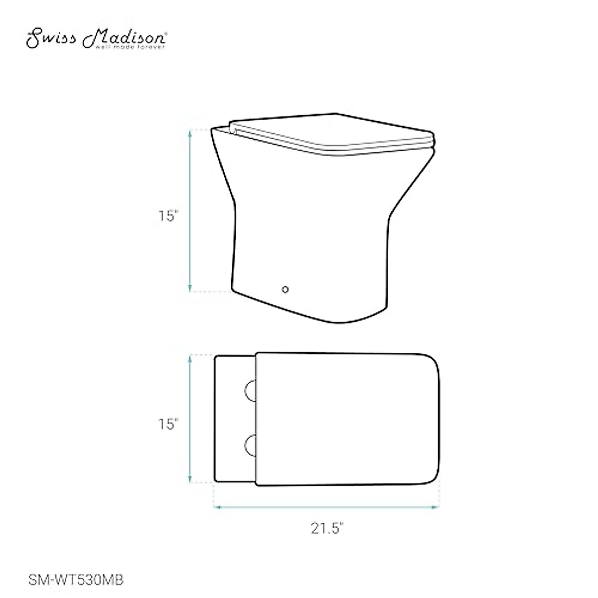 Carre Back to Wall Toilet Bowl in Matte Black