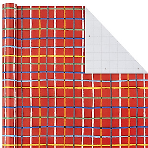 Hallmark Birthday Wrapping Paper Bundle with Cut Lines on Reverse (3-Pack: 55 sq. ft. ttl.) Bright and Holographic Prints and Patterns in Red, Blue, Yellow, White and More