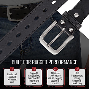 VICI Tactical Men's Steel Core Leather Gun Belt for Concealed Carry 36, Black