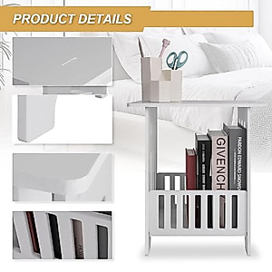 JNTKE Rectangular Side Table, End Table with Storage Shelf 13.4"x10.2"x15.8" Small Bedside Table Night Stand for Living Room Couch Sofa Bedroom Balcony Home Office