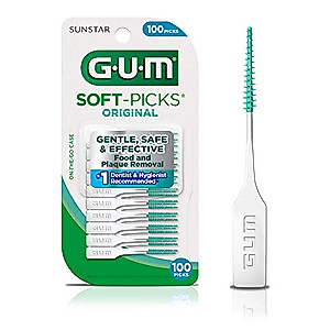 GUM Soft-Picks Original Easy to Use Dental Picks for Teeth Cleaning and Gum Health with Convenient Carry Case Dentist Recommended Dental Picks (100 Count)