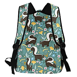 KiuLoam Cute Skunks And Flowers Kids Backpacks Large-Capacity School Bags 16 Inch Portable Laptop Bookbag Casual Backpack For 1th- 6th Grade Boys And Girls