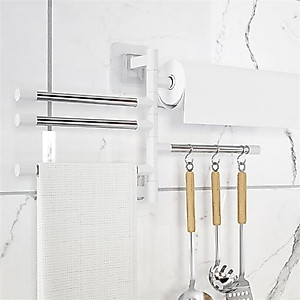 Towel Rack Bathroom Accessories Sets Kitchen Wall Shelf Without Drilling Mounted Organizers Storage Stainless Bath Shelves (Color : Seven Shots)