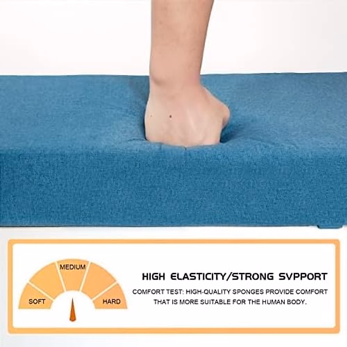 ROFIEJOX Bench Cushion 36 inch - Imitation Linen Fabric, Indoor Outdoor Long Seat Furniture, High-Density Foam, Non-Slip Design for Window Patio Garden, (36x14x3) Light Azure