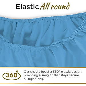 Full XL 100% Microfiber Double Brushed Sheet Set - Extra-Soft, Breathable & Wrinkle-Free - 15" Deep Pockets, 54" x 80" - Ideal for Extra Long Full Beds - 4PC Set (Full XL, Light Blue)