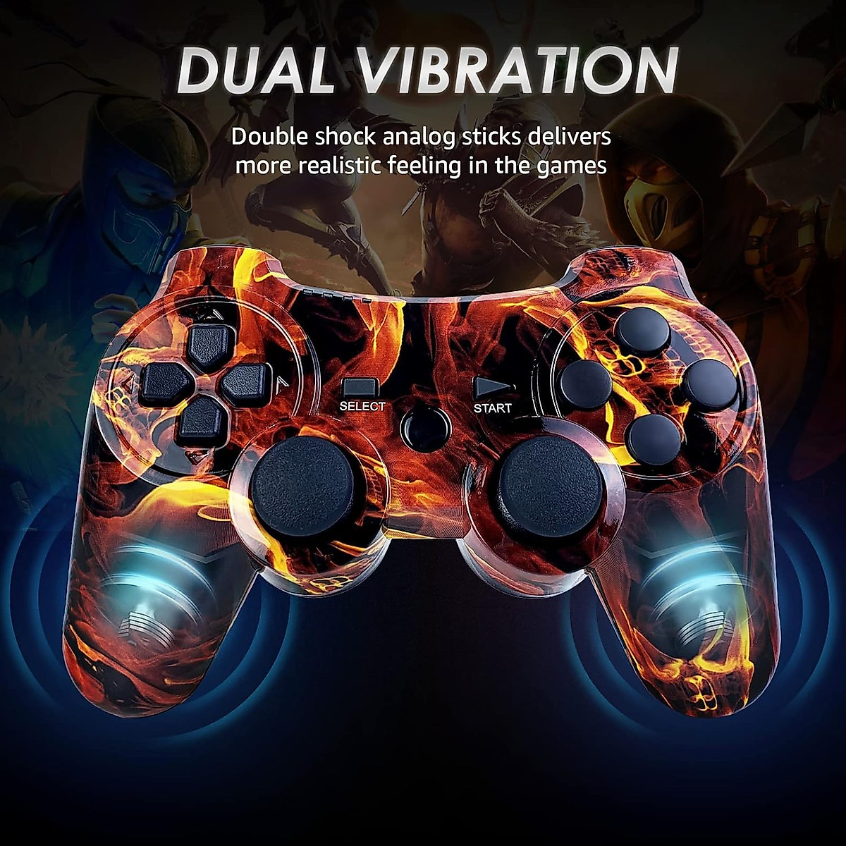 CHENGDAO Controller for PS3, Wireless Controller for Sony PlayStation 3, Remote Control with Double Vibration, Rechargeable Battery, 6-Axis Motion Control & USB Charging Cable