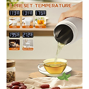 Portable Tea Kettle Electric Travel, 350ML mini tea kettle Water Heater with 4 Temperature Settings, Auto Shut-Off and Boil Dry Protection