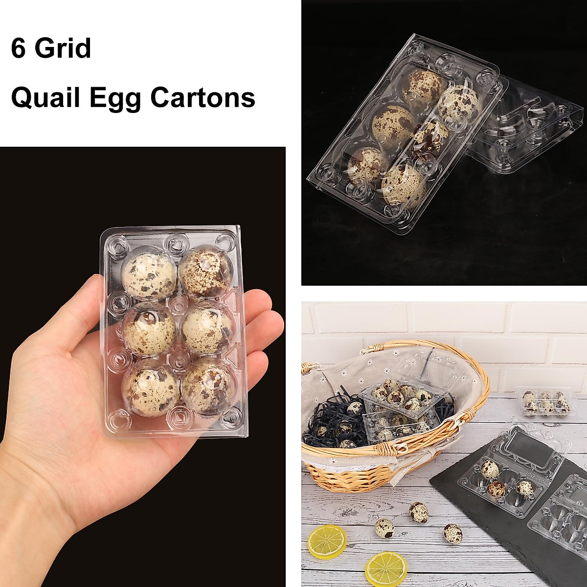 KUKLIPJIM 300 Pack Quail Egg Cartons, Clear Plastic Quail Egg Trays, Holds up to 6 Quail Eggs Securely - Your Ultimate Small Eggs Carton Holders for Bulk Storage and Display