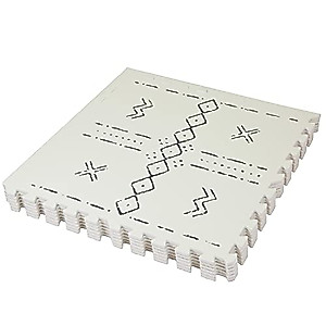 Clevr Extra Large Interlocking EVA Foam Baby Play Mat Soft Stylish Non-Toxic Kids Toddler Play Floor Tiles Mats with Edges 6 pcs 6'x4' Mudcloth Style (Light Beige)