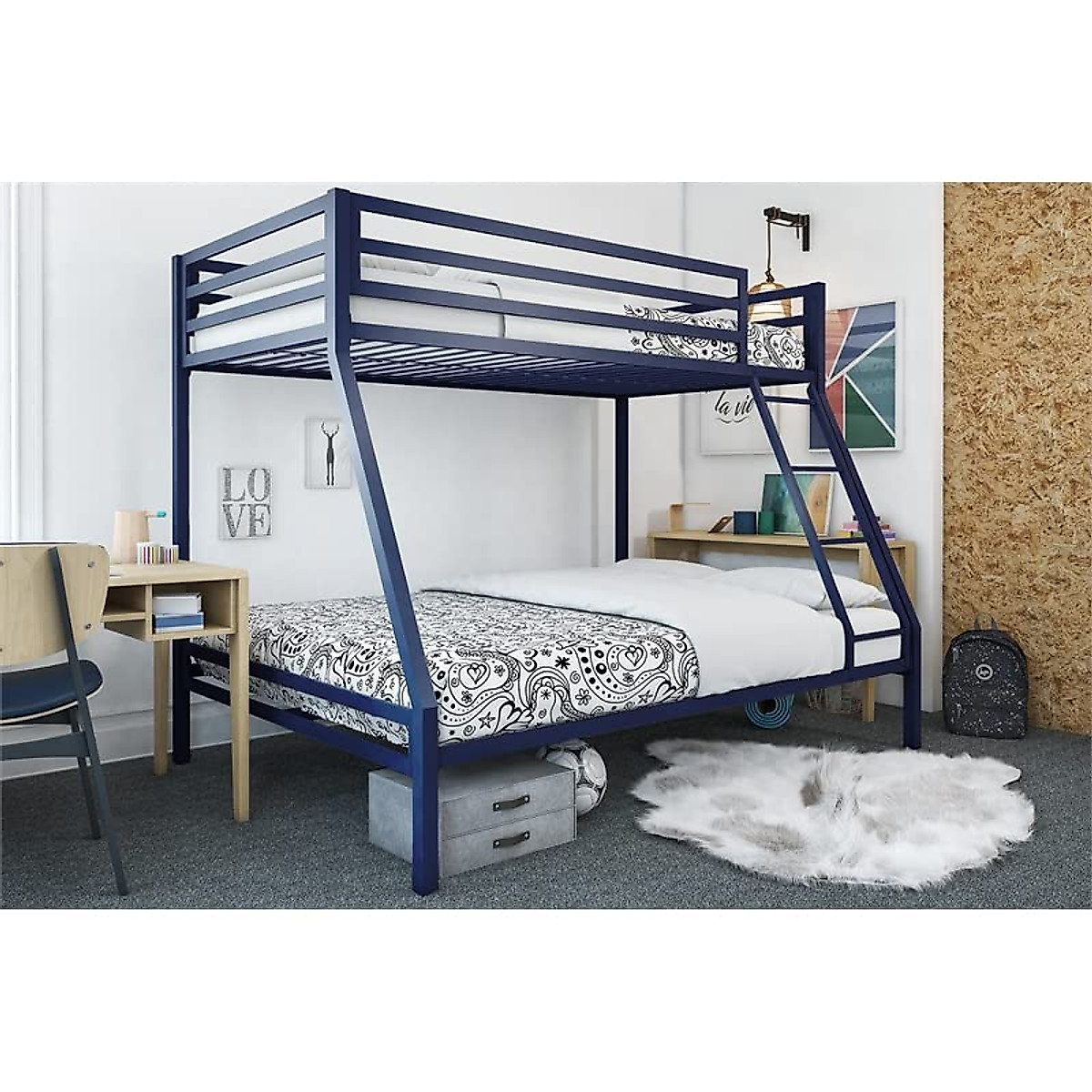 DHP Mainstays Premium Twin Over Full Metal Bunk Bed in Blue