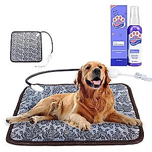 NA# 2Pcs Pet Electric Blanket Heating Soft Pad Three Gears Adjustable Temperature Electric Warmer Blanket Dog Cat Pad Waterproof Bite-Resistant Wire Mat with 1 Spray Care Cleaner