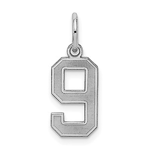 Auriga Fine Jewelry 925 Sterling Silver Small Satin Number 9 Pendant (L- 19 mm, W- 7 mm) Gift for Women