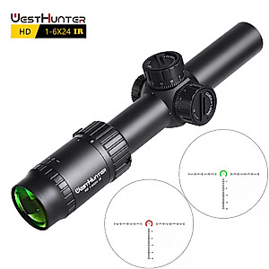WestHunter Optics HD 1-6x24 IR Riflescope, 30mm Tube Red Green Illuminated Reticle Second Focal Plane Tactical Precision 1/5 MIL Shooting Scope | Reticle-A, Only Optics & Basic Accessories