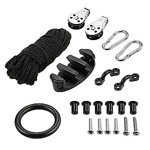 ISURE MARINE Kayak Canoe Anchor Trolley Kit Eyes Wellnuts Screws Kayak Accessories Zig Zag Cleat Rigging Ring Pulleys DIY Boat 30 Feet Rope