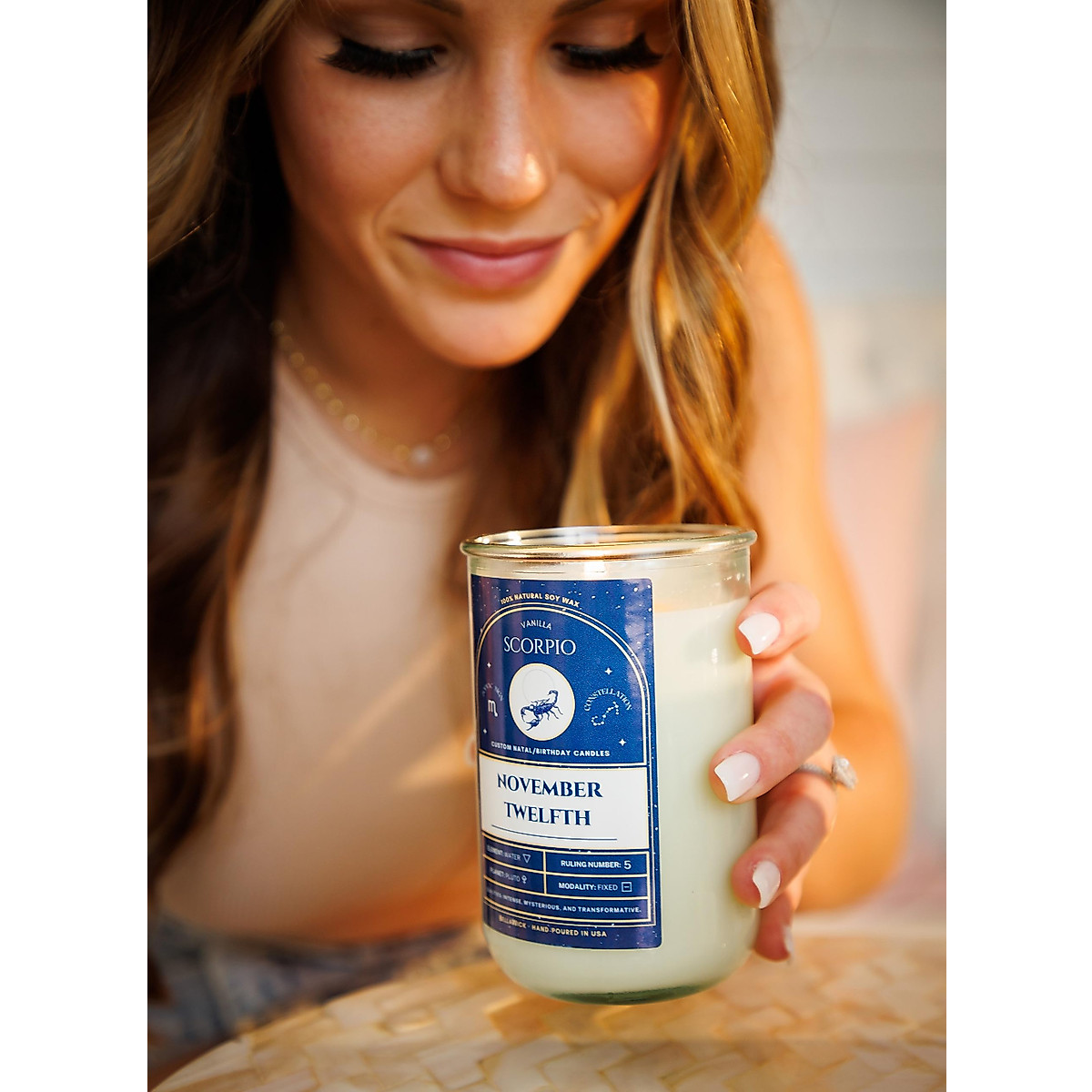 Birthday Candles - Custom Birthdate Astrological Zodiac Scented Candles. Astrology Gifts. All Natural Soy Wax. 75+ Hour Burn Time. Made in USA - October 24