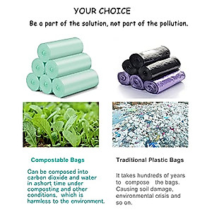 Compostable Trash Garbage bags,AYOTEE 13-15 Gallon Tall Kitchen Trash Bags,Heavy Duty Unscented 1.18Mils 55 Liter,60 Count,Strong Thicken Rubbish Waste Can Liners for Kitchen Garden Home