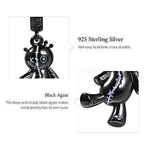 GNOCE Voodoo Doll Pendant Charm 925 Sterling Silver Dangle Bead Charms For Women Bracelet/Necklace Halloween Gifts For Wife(color-5)